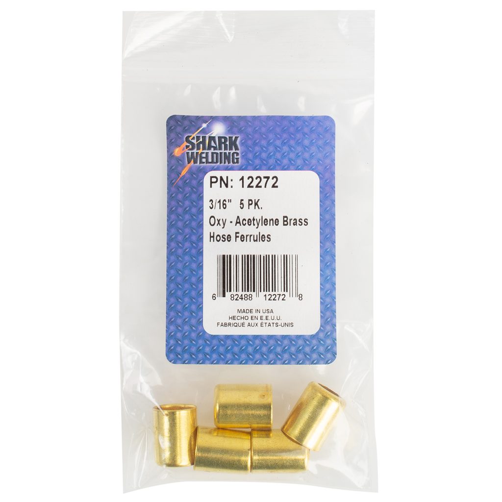 5 PK Oxygen-Acetylene Brass Hose Ferrules-3/16" - Shark Industries