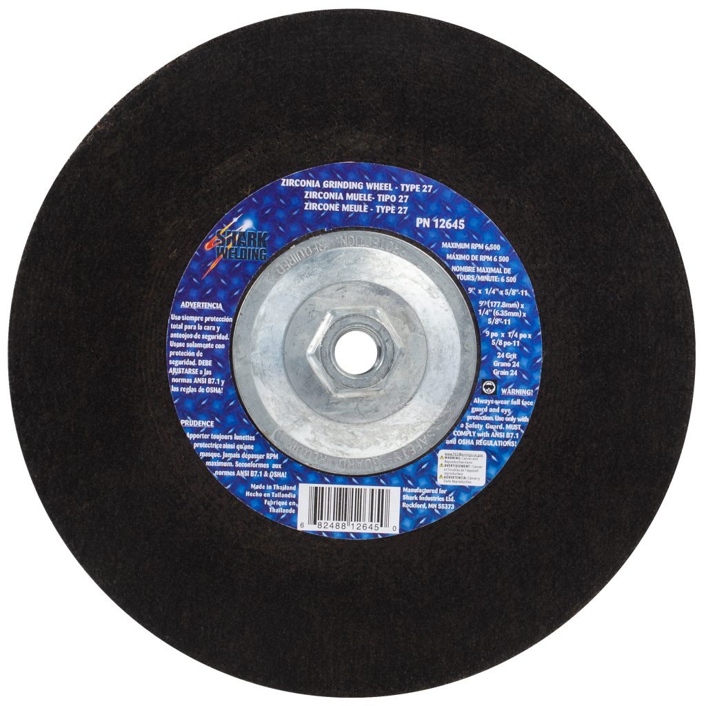 Grinding Wheels Type 27 - Zirconia 9"x 1/4" x 5/8-11NC - 24 Grit ...