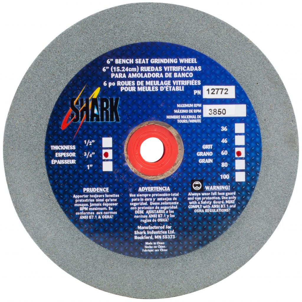 Bench Seat Grinding Wheel - Size 6" x 3/4" Thick x 1" Arbor- 60 Grit ...
