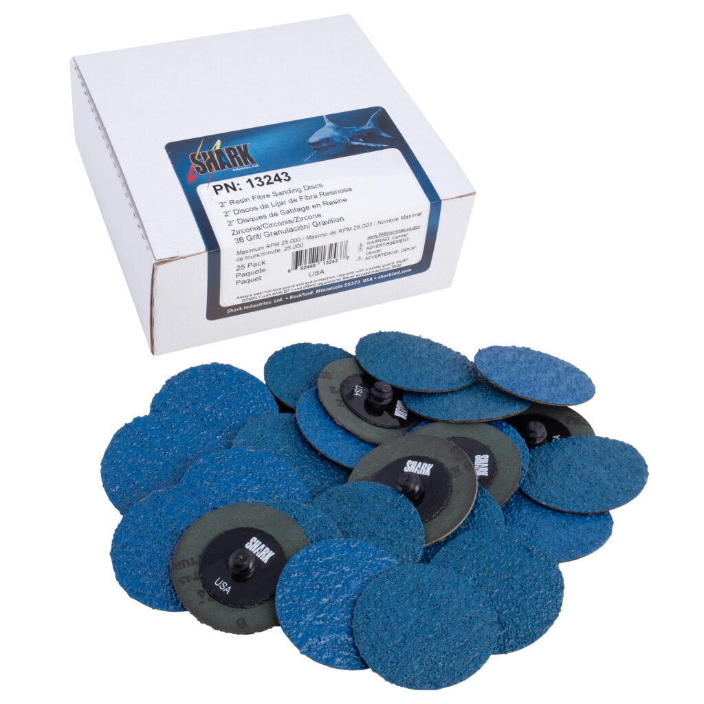 25 PK | 2" Mini Grinding Discs - Blue Zirconia - 36 Grit - Shark Industries