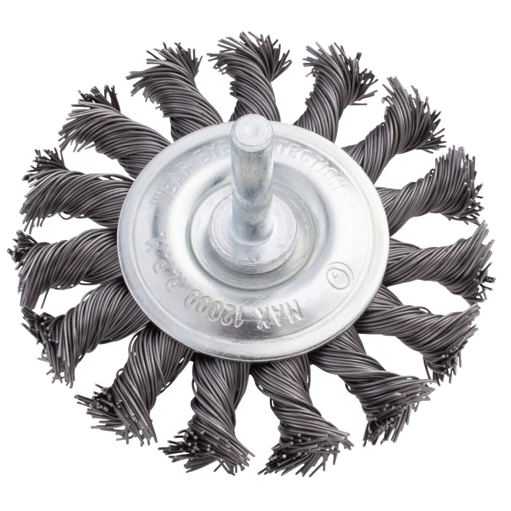 Mini Knotted Wire Brush - 3" x 1/4" Shank .020 wire - Shark Industries