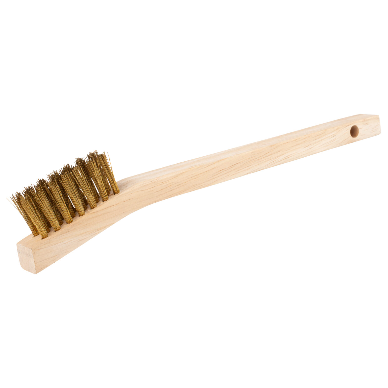 Small Scratch Brush - Brass - 7-3/4" with Wooden Handle - Shark Industries