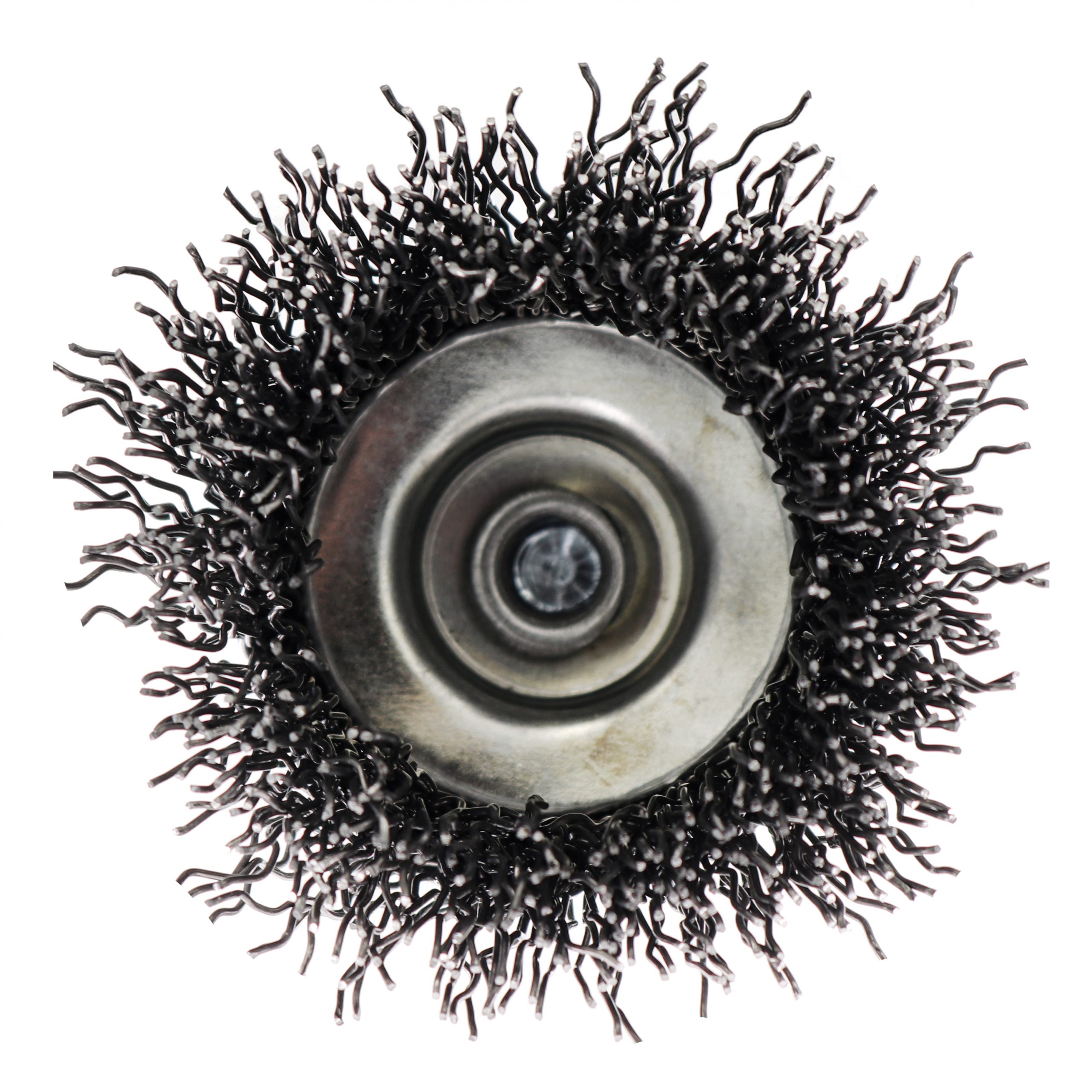 Wire Wheel - Crimped Cup on Stem 1 1/2" x 1/4" Shank. Coarse .020 wire ...