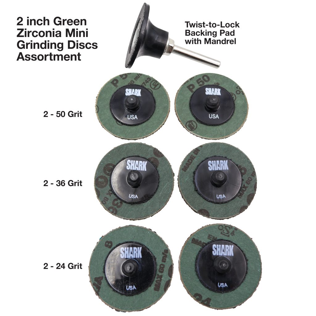 6 PK 2" Green Zirconia Mini Grinding Discs with Backing Pad - Shark ...