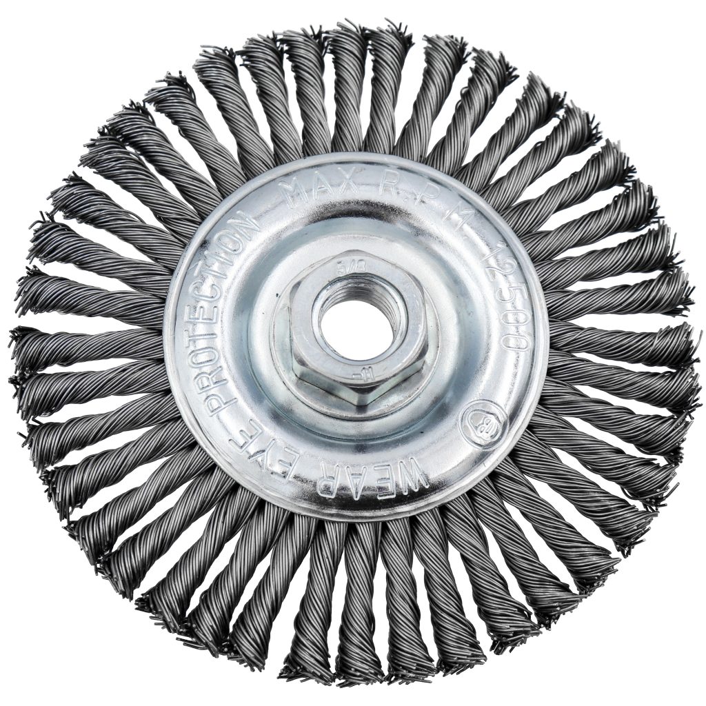 Stringer Bead Twist Wire Wheel Brush - 5" x 5/8-11NC arbor .020 wire ...