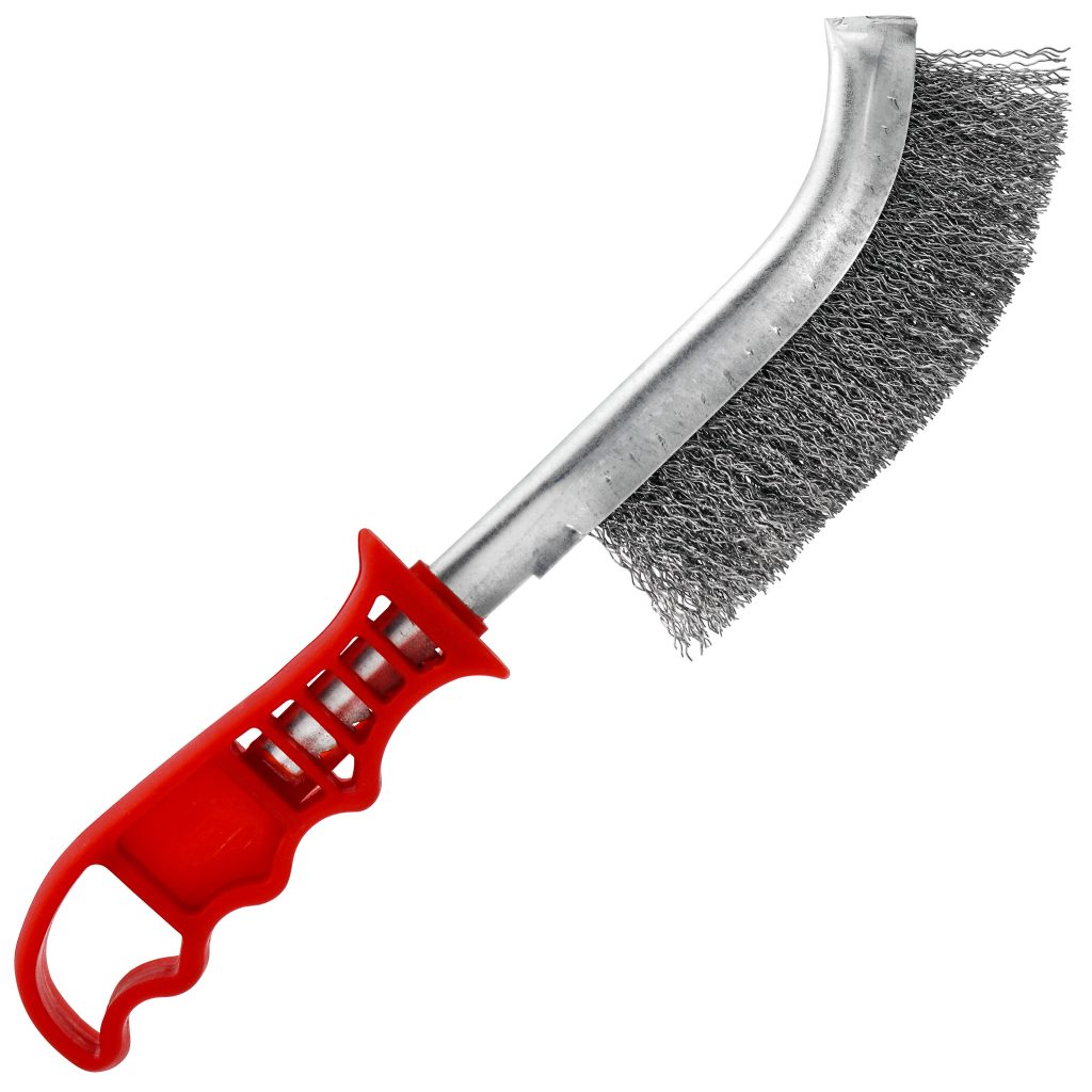 Plastic Handled - Steel Scratch Brush - Red - 10.25" - Shark Industries