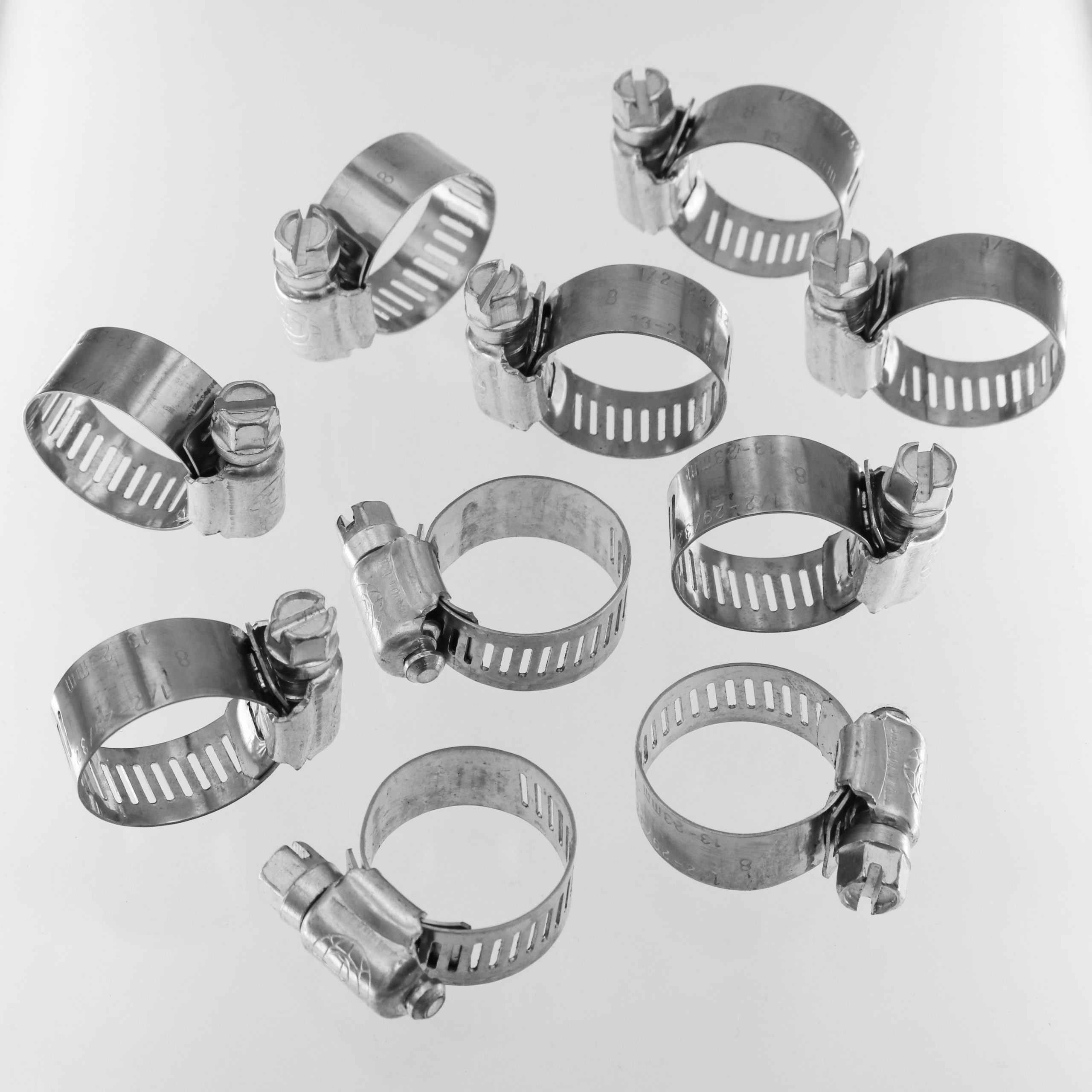 10 PK SAE #8 Standard Hose Clamps - Shark Industries