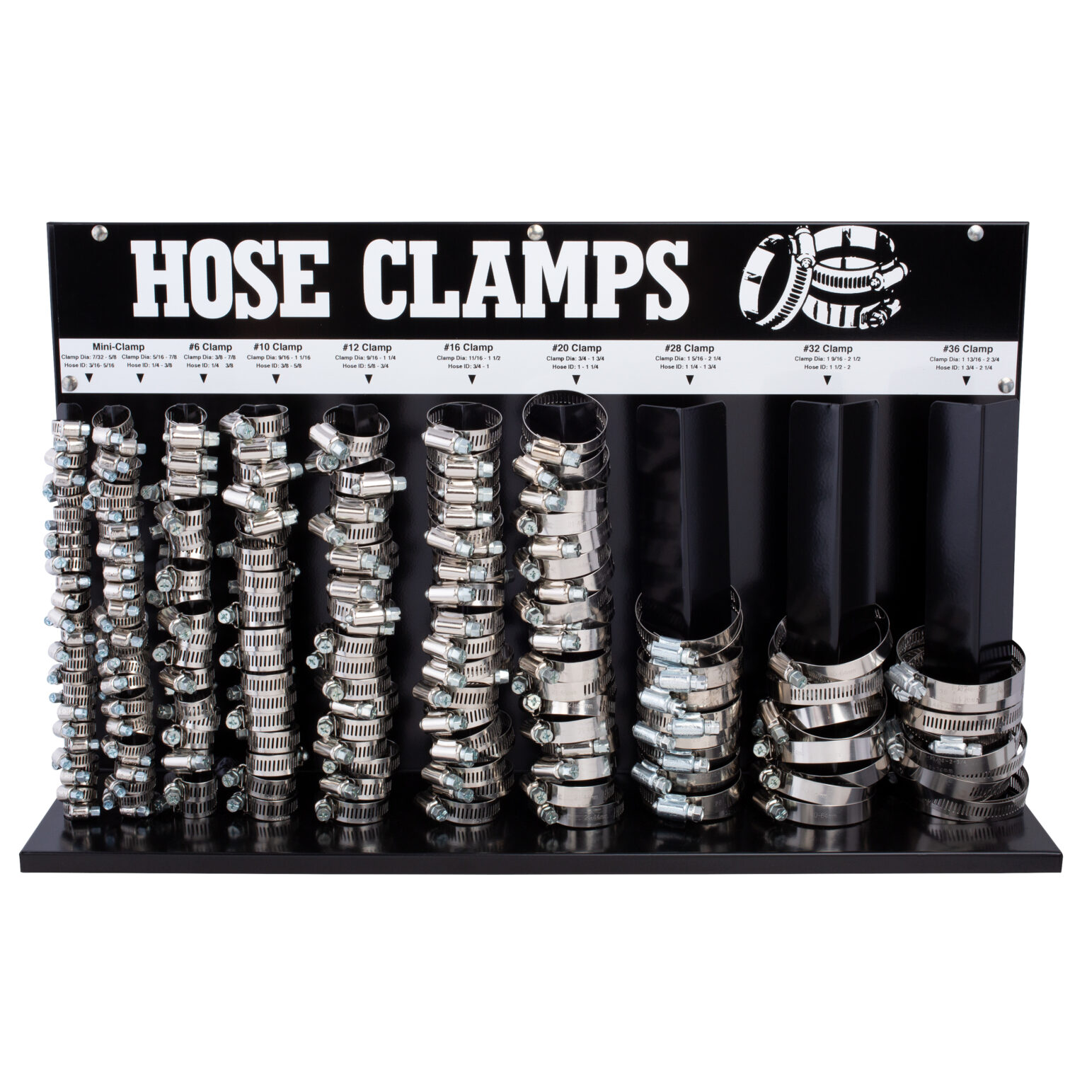 221 PC. Hose Clamp Rack & Hose Clamp Assortment - Shark Industries