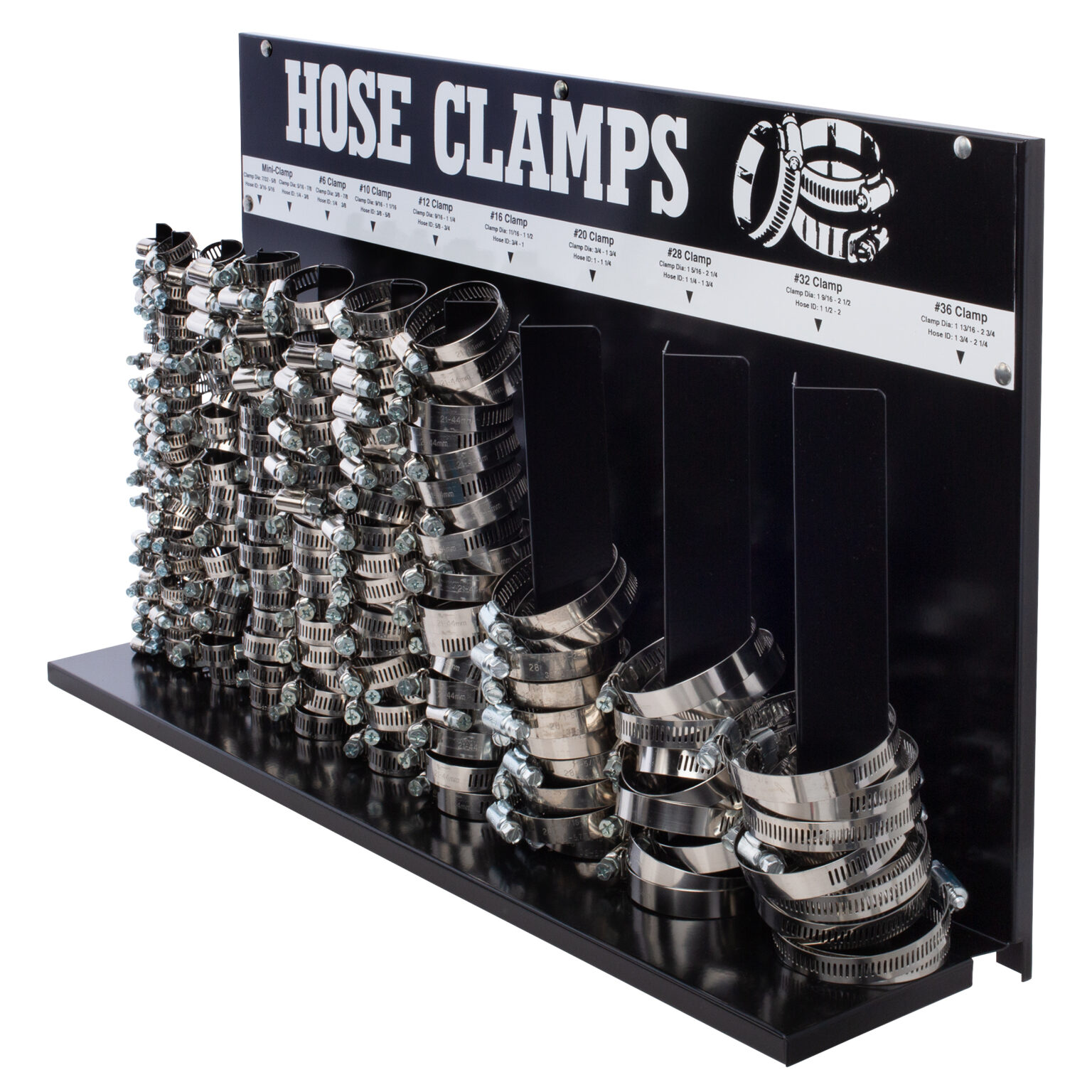 221 PC. Hose Clamp Rack & Hose Clamp Assortment - Shark Industries