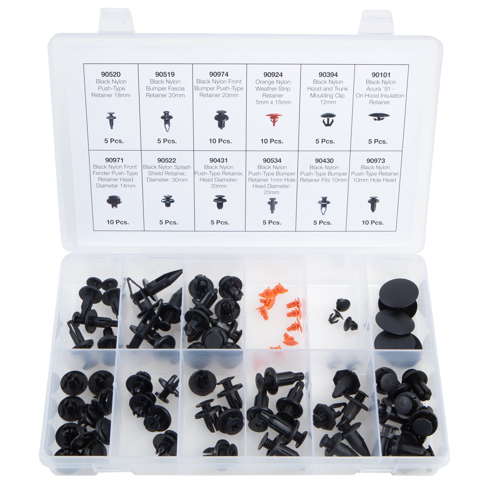 80 Piece Honda Retainer Assortment in 12 Compartments - Shark Industries
