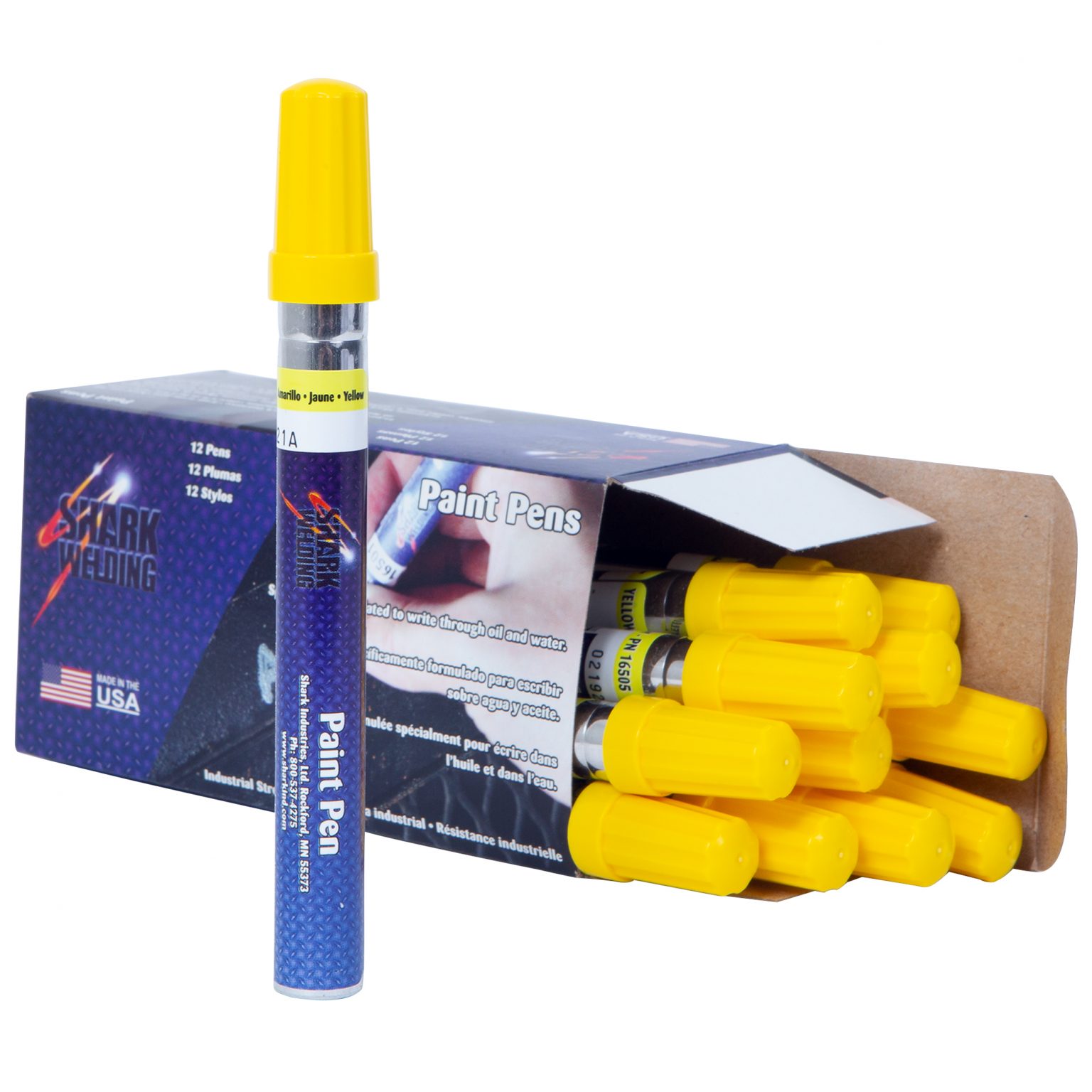 Paint Pens (Yellow) 12 Per Box - Shark Industries