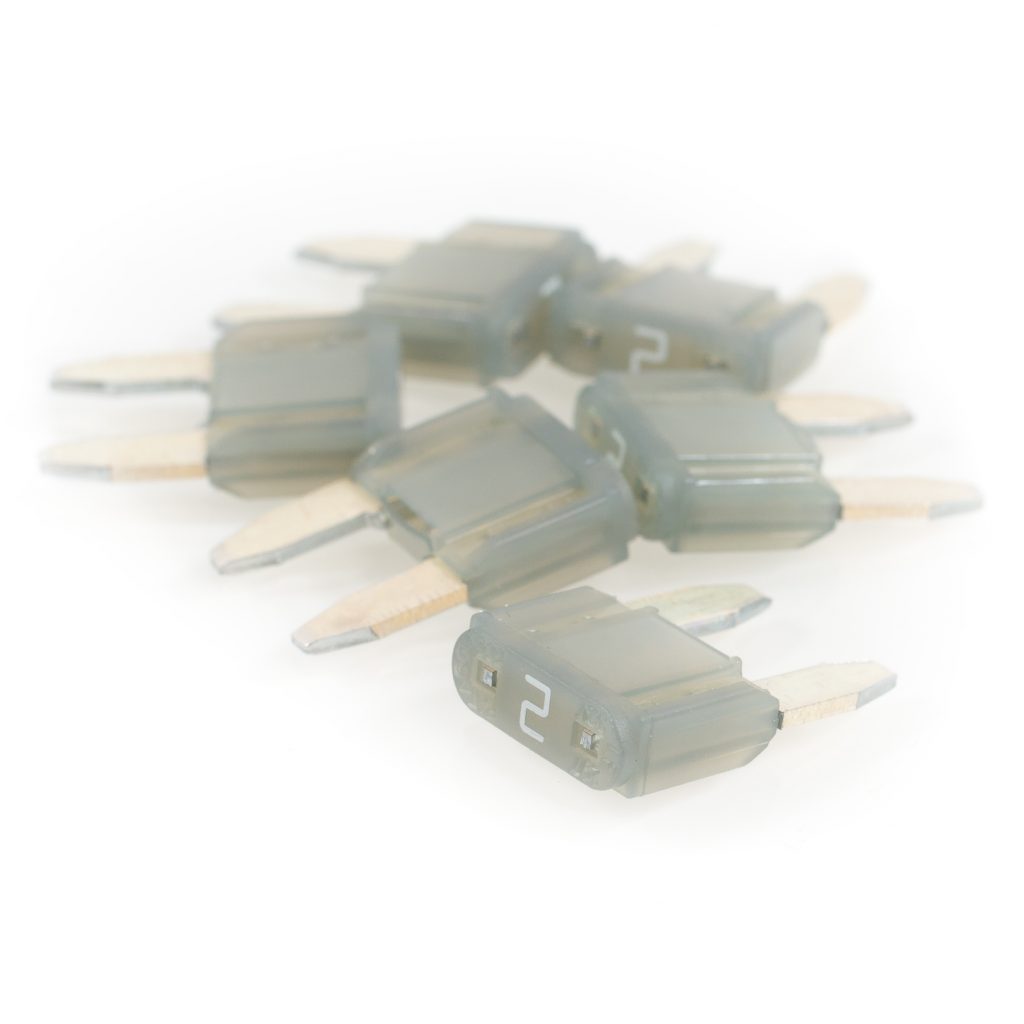 LIMITED STOCK! 100 PK | Mini Fuse 2 Amp - Grey - Shark Industries