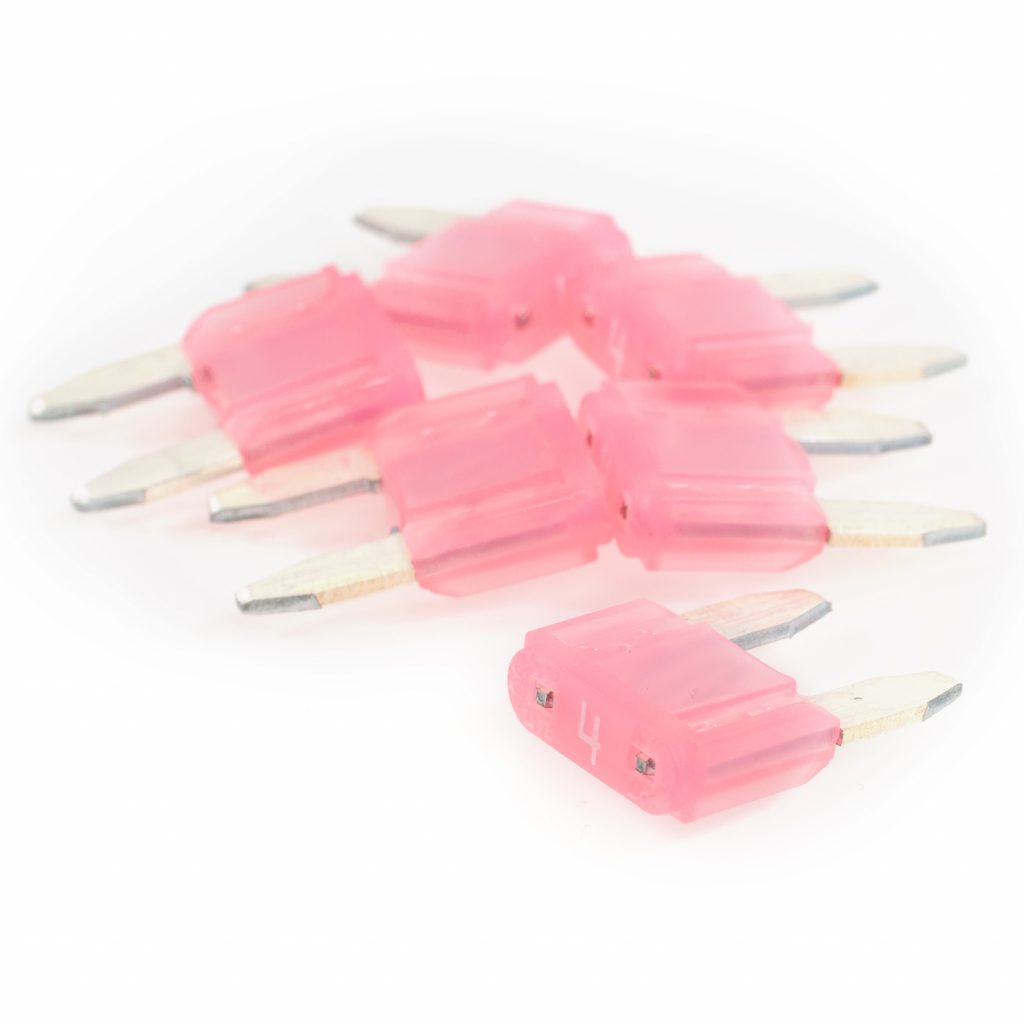 LIMITED STOCK! 100 PK | Mini Amp Fuse 4 AMP Pink - Shark Industries