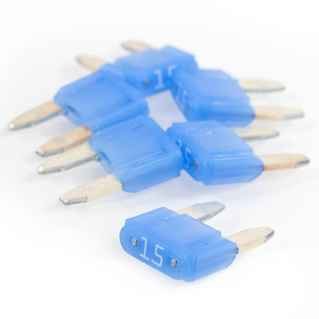 LIMITED STOCK! 100 PK | Mini Fuse 15 Amp - Blue - Shark Industries
