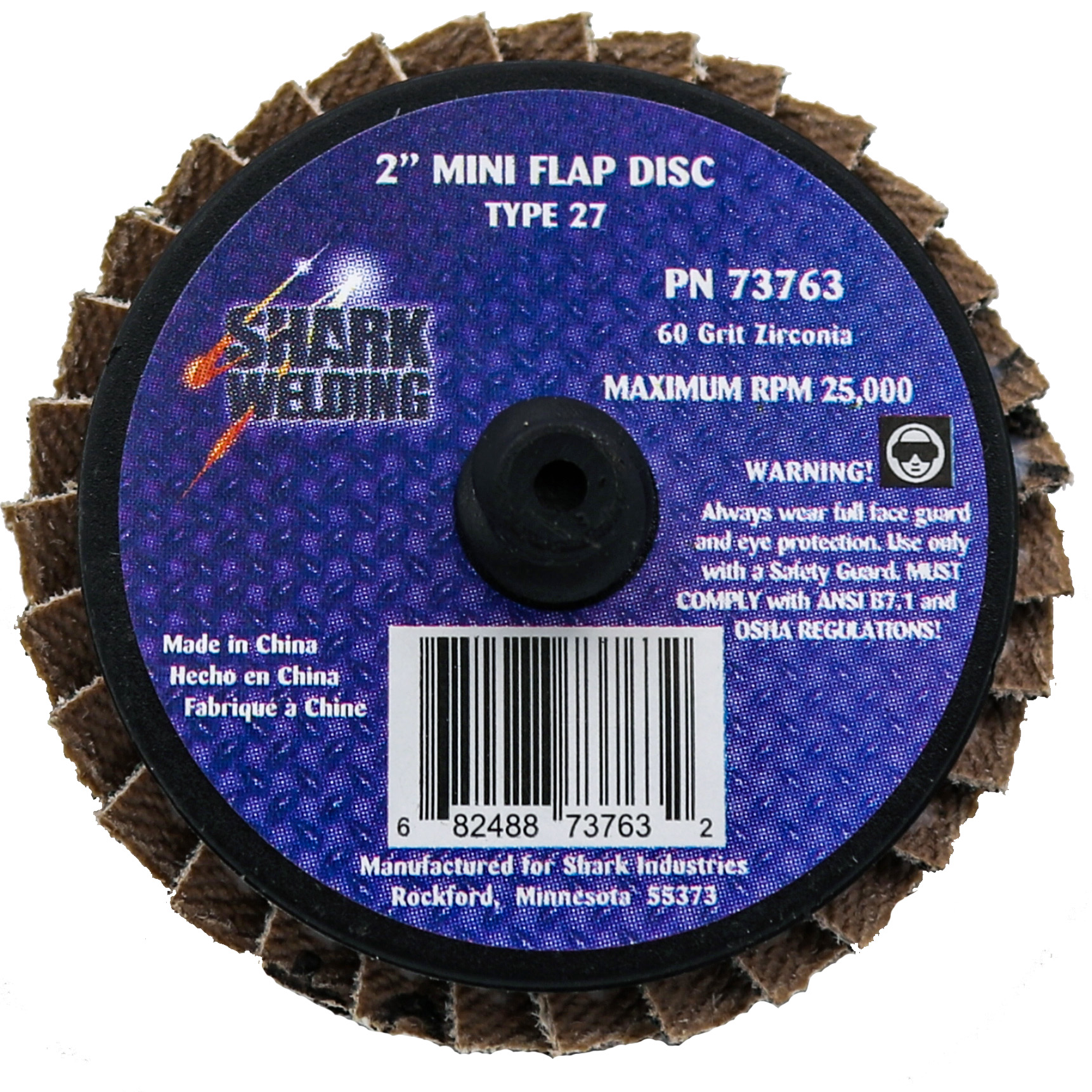 5 PK | Mini Flap Disc - Type 27 - Zirconia - 2" - 60 Grit - Shark ...