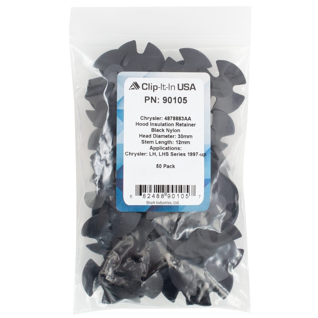 Chrysler Hood Insulation Retainer-Black Nylon - 50 Pk. - Shark Industries