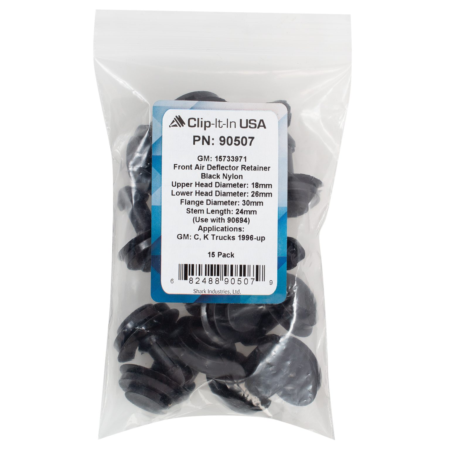 15 PK | Push Type Retainer - GM 15733971 - Shark Industries