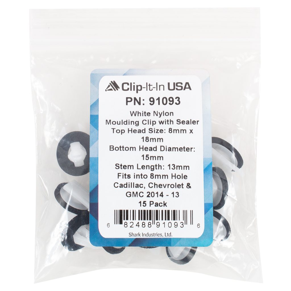 15 PK | GM Moulding Clip w/ Sealer - Shark Industries