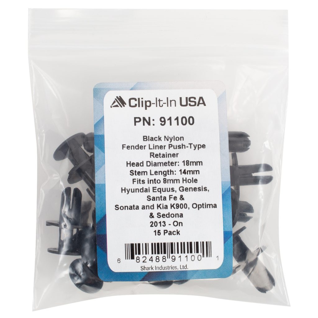 15 PK | Hyundai/Kia Push-Type Retainer-Black Nylon - Shark Industries