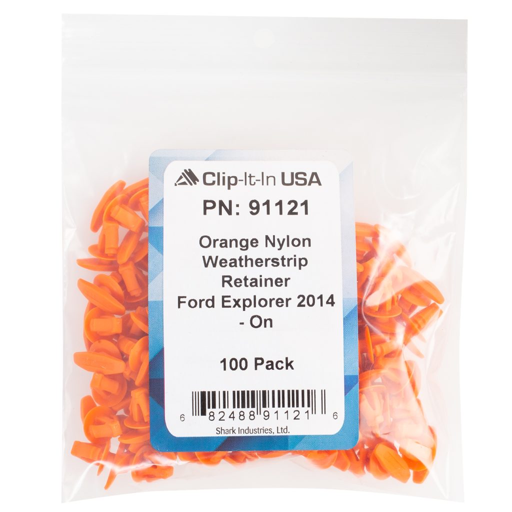 100 PK | Ford Weatherstrip Retainer Orange Nylon - Shark Industries