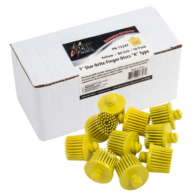 10 Pk | 1 in. Dia. Yellow Shark Finger Discs™ - 80 Grit - Shark Industries