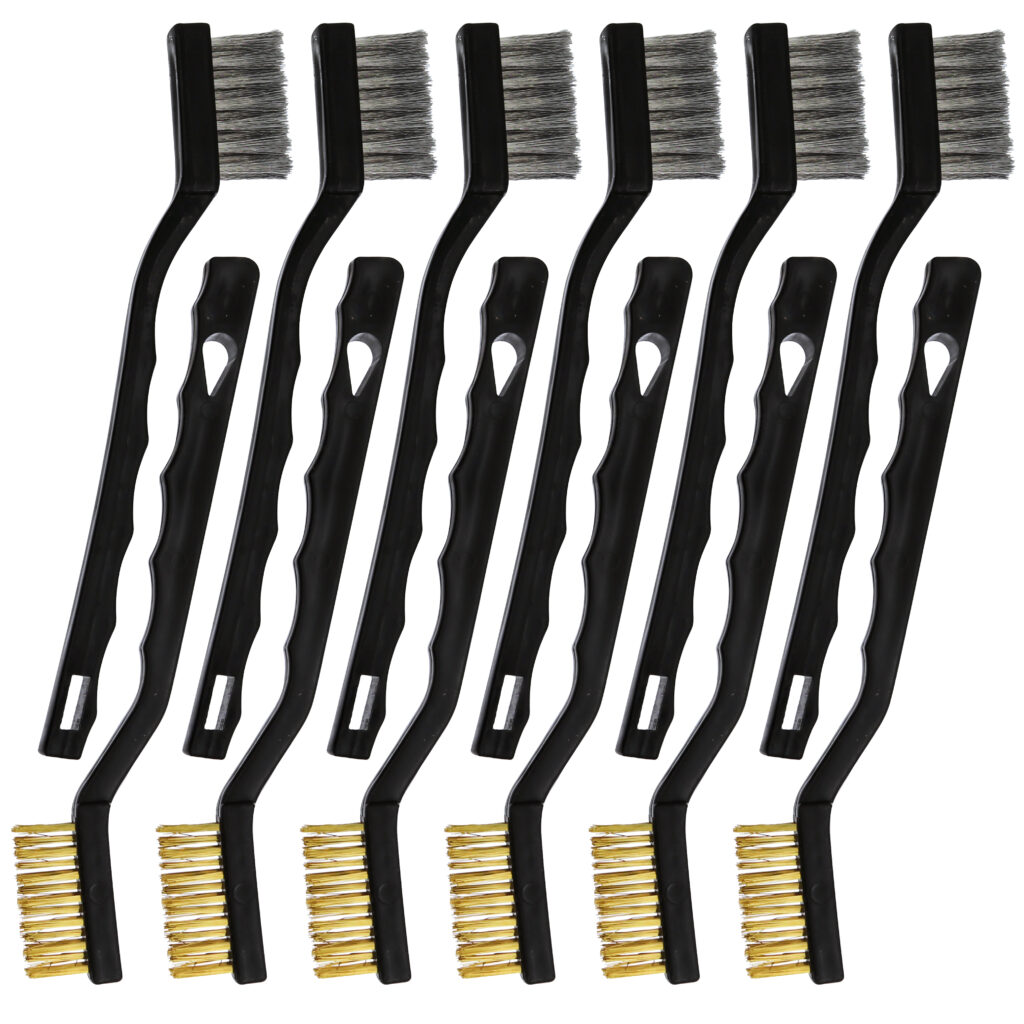 12 PK | Plastic Handle Compact Scratch Brushes - Stainless Steel ...