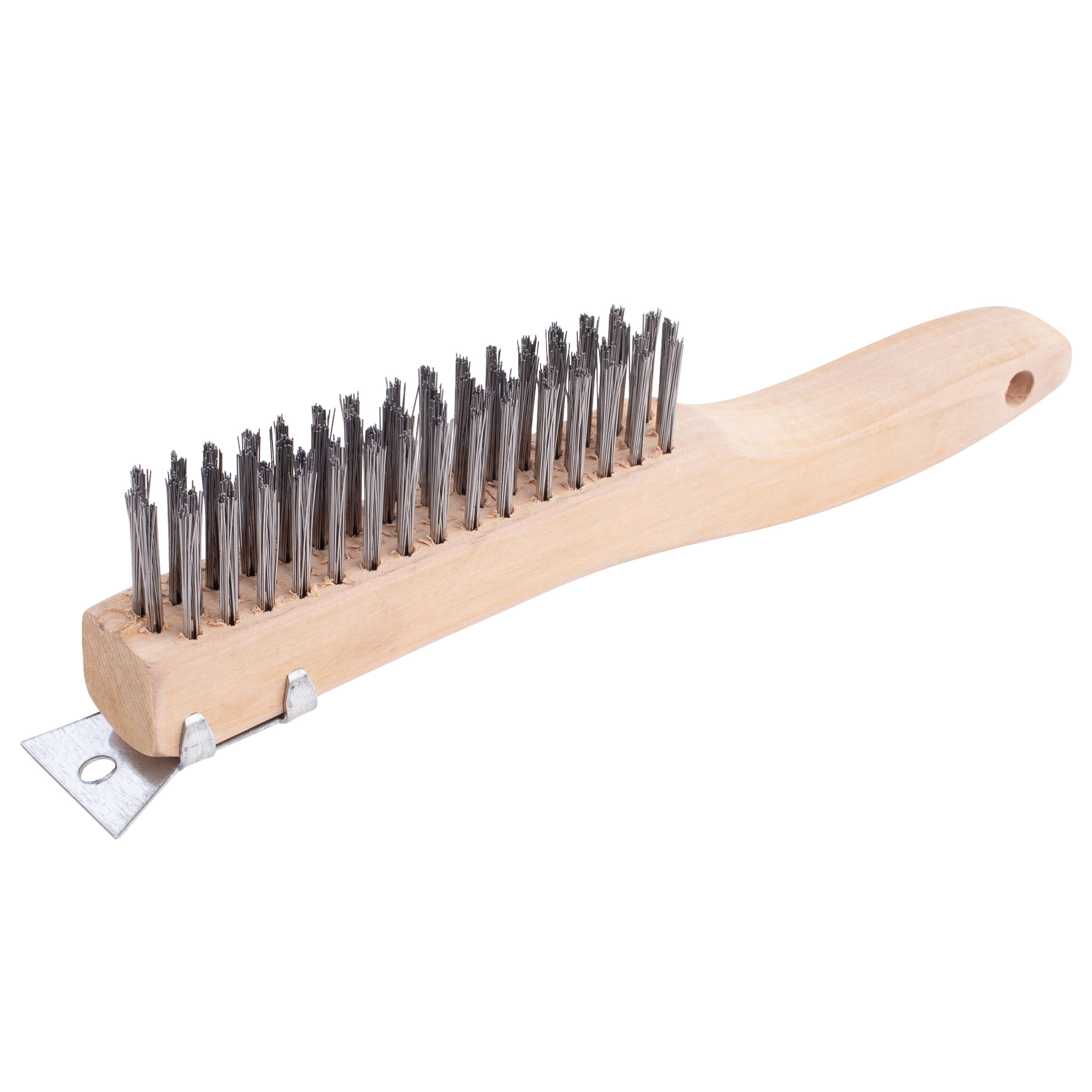 Shoe Handled Brush with Scraper - Steel (4x16 Rows) - Shark Industries