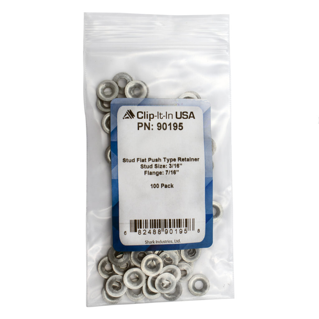 100 PK | Flat Push On Retainer- 3/16 in. Stud, 7/16 in. OD - Shark ...
