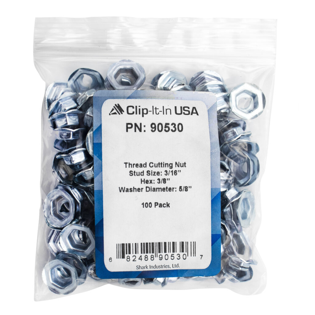 100 PK | Thread Cutting Nut - 3/16 in. Stud, 3/8 in. Hex, 5/8 in. Dia ...