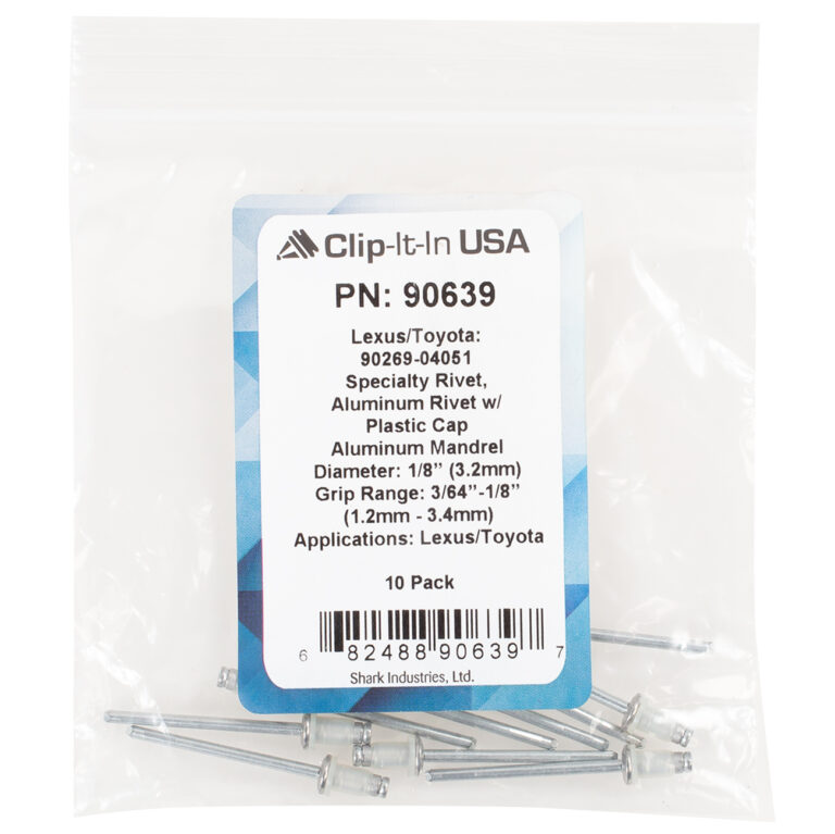 10 PK | Rivet-Alum w/Plas Cap - Lexus/Toyota 90269-04051 - Shark Industries
