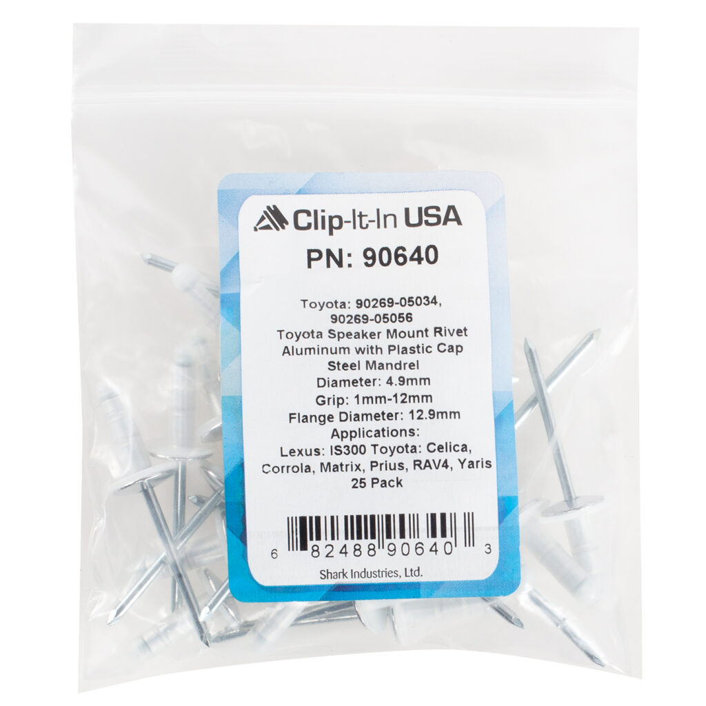 25 PK | Rivet-Alum w/Plas Cap - Toyota 90269-05034 - Shark Industries
