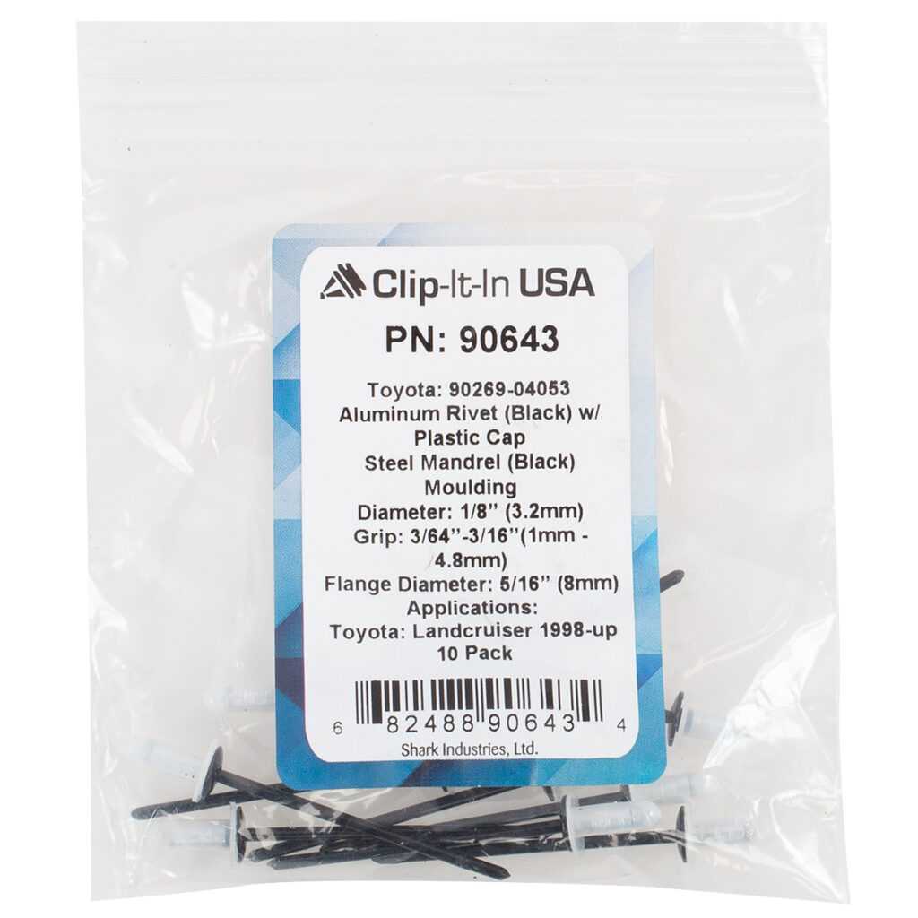 10 PK | Rivet-Alum w/Plas Cap - Toyota 90269-04053 - Shark Industries