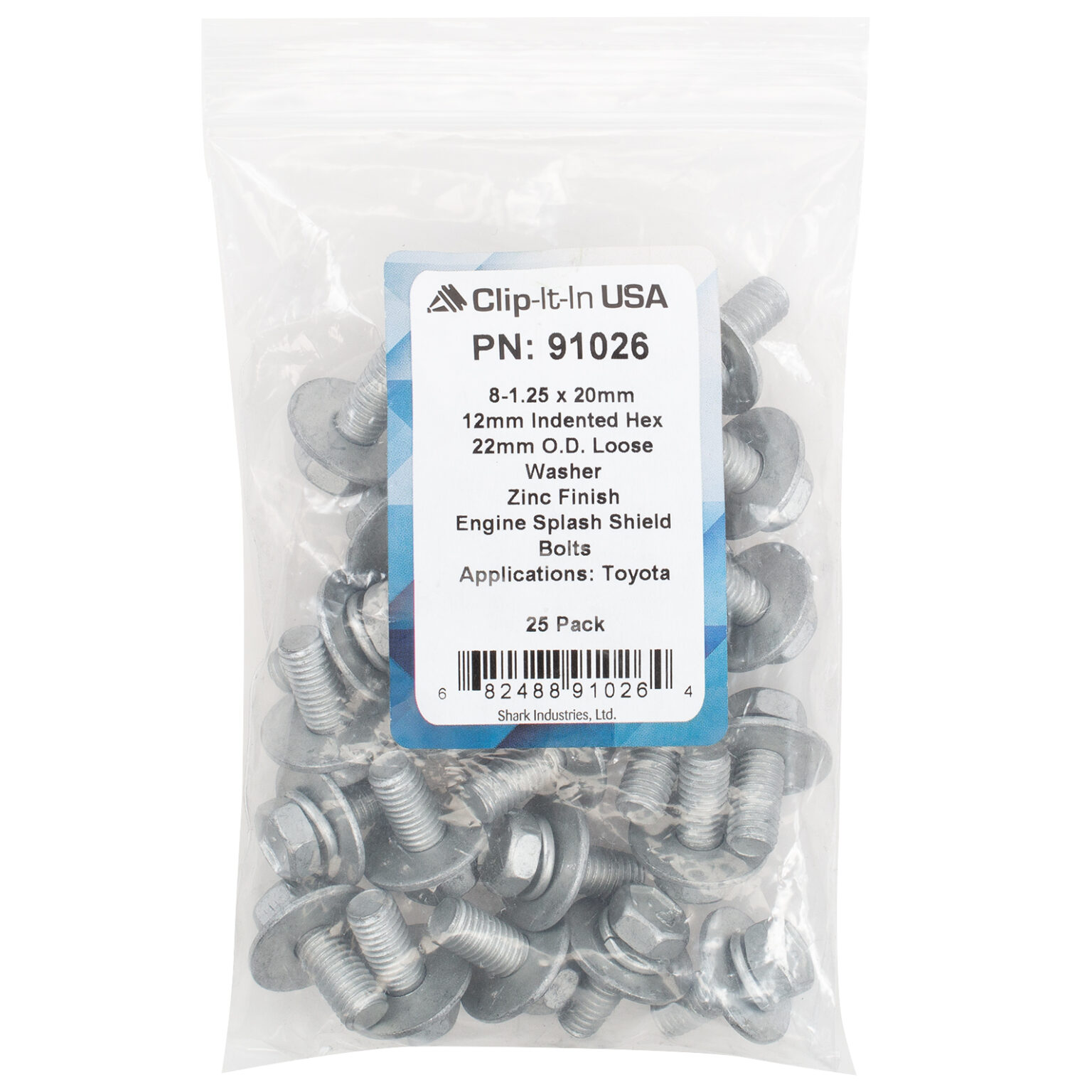 25 PK | Engine Splash Shield Bolt 8-1.25 x 20mm Indented Hex Head ...
