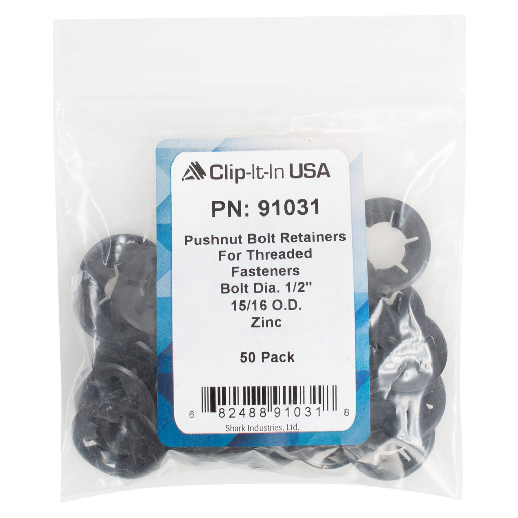 50 PK | Push Nut Bolt Ret. 1/2 in. Bolt 15/16 O.D. - Shark Industries