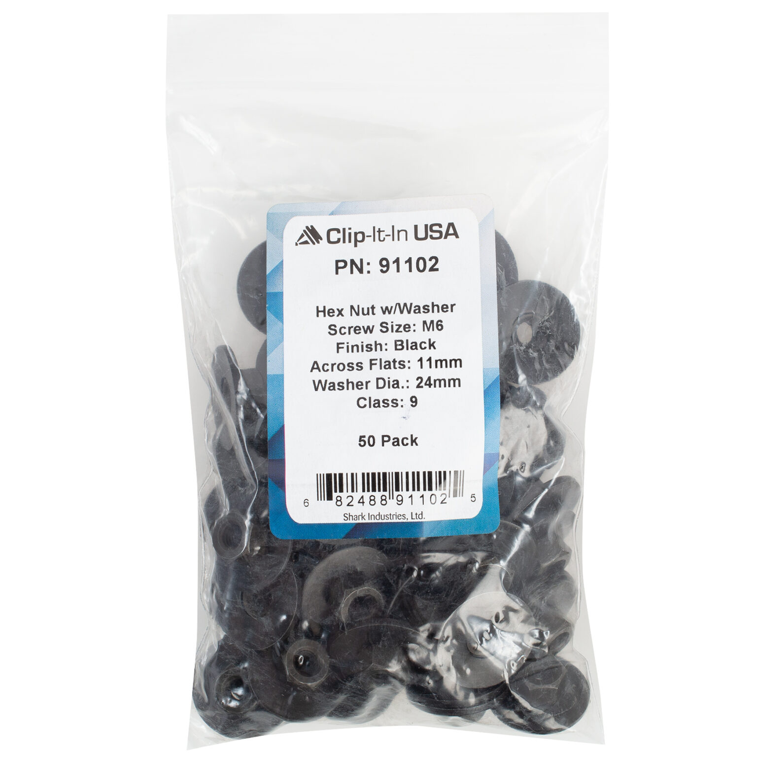 50 PK | Free Spinning Washer Nut M6-1.0, 24MM Washer OD - Shark Industries